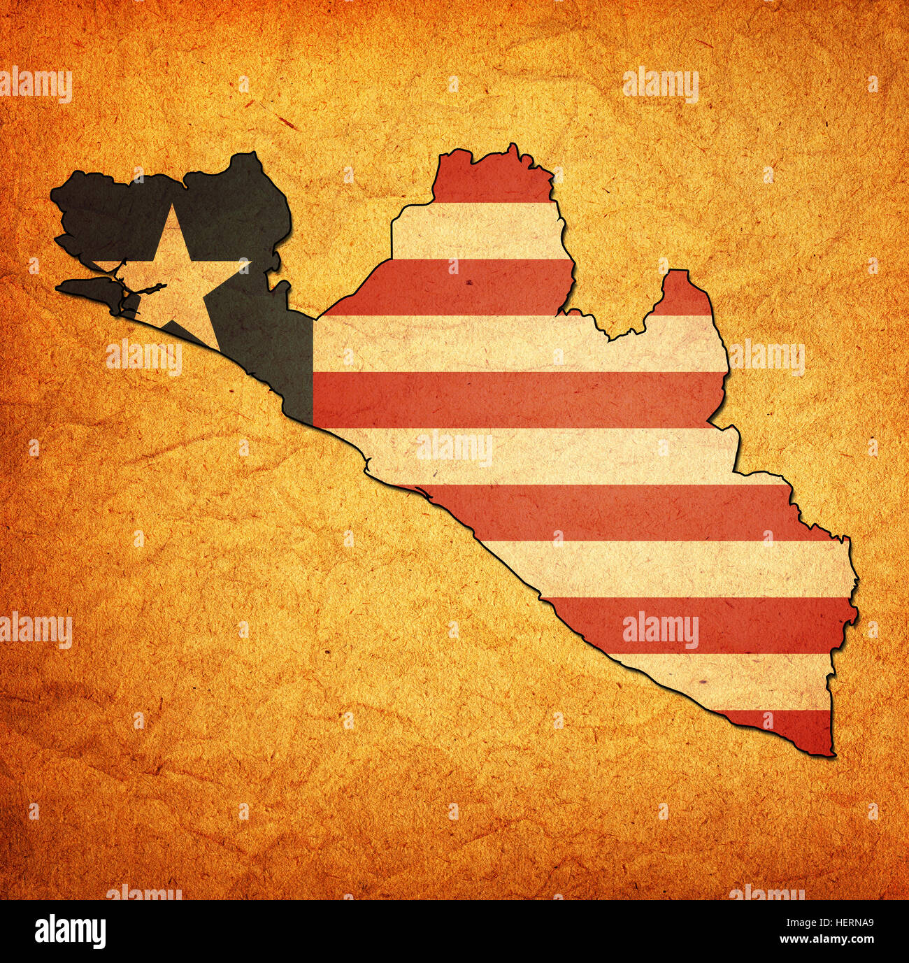 map with flag of liberia with national borders Stock Photo - Alamy