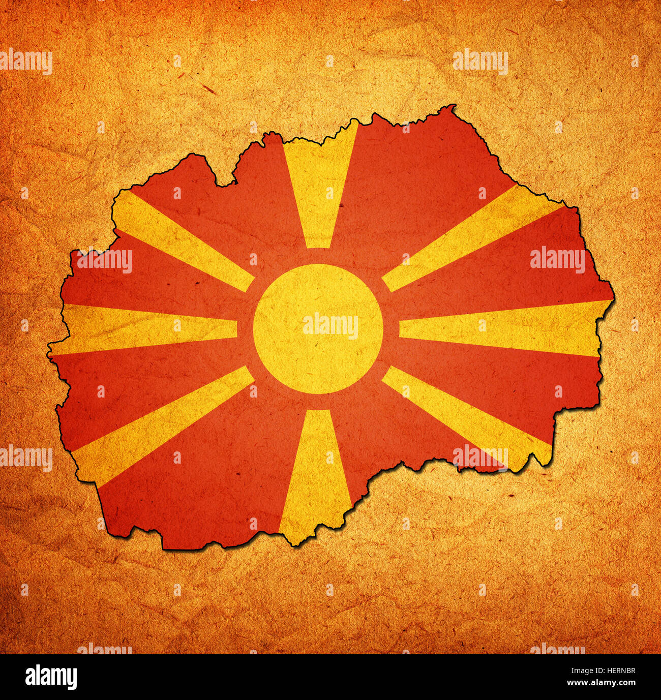 map with flag of macedonia with national borders Stock Photo - Alamy