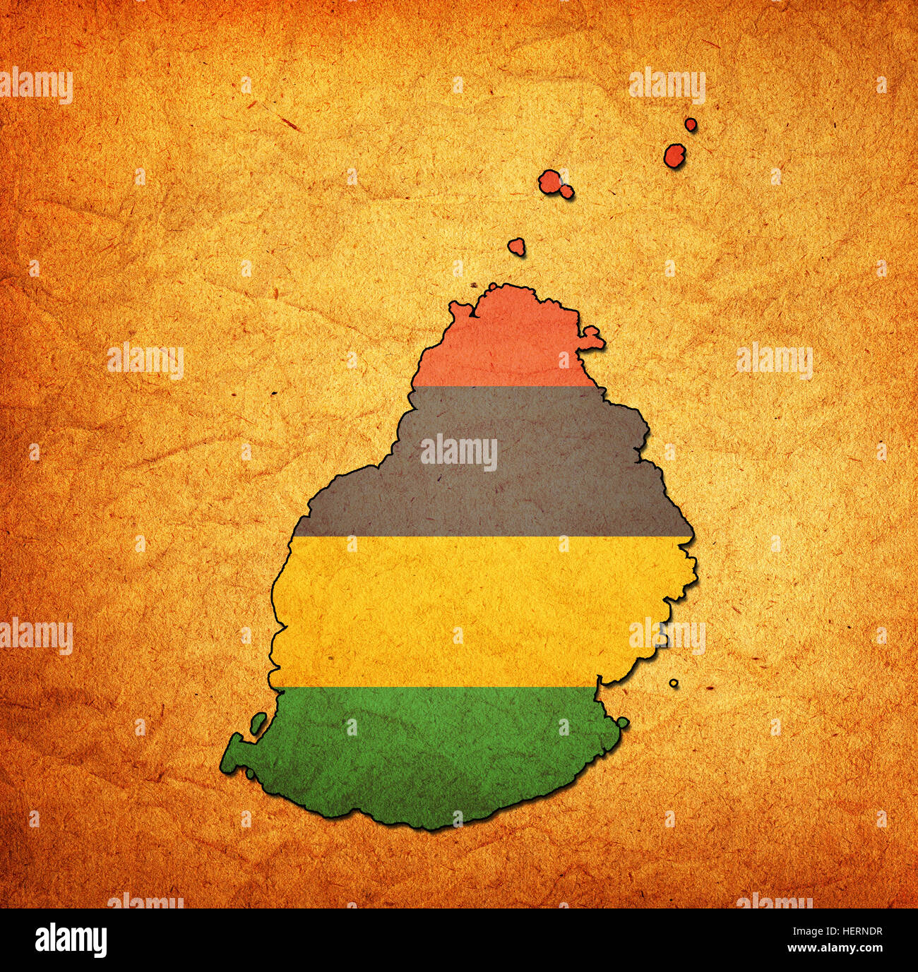 map with flag of mauritius with national borders Stock Photo - Alamy