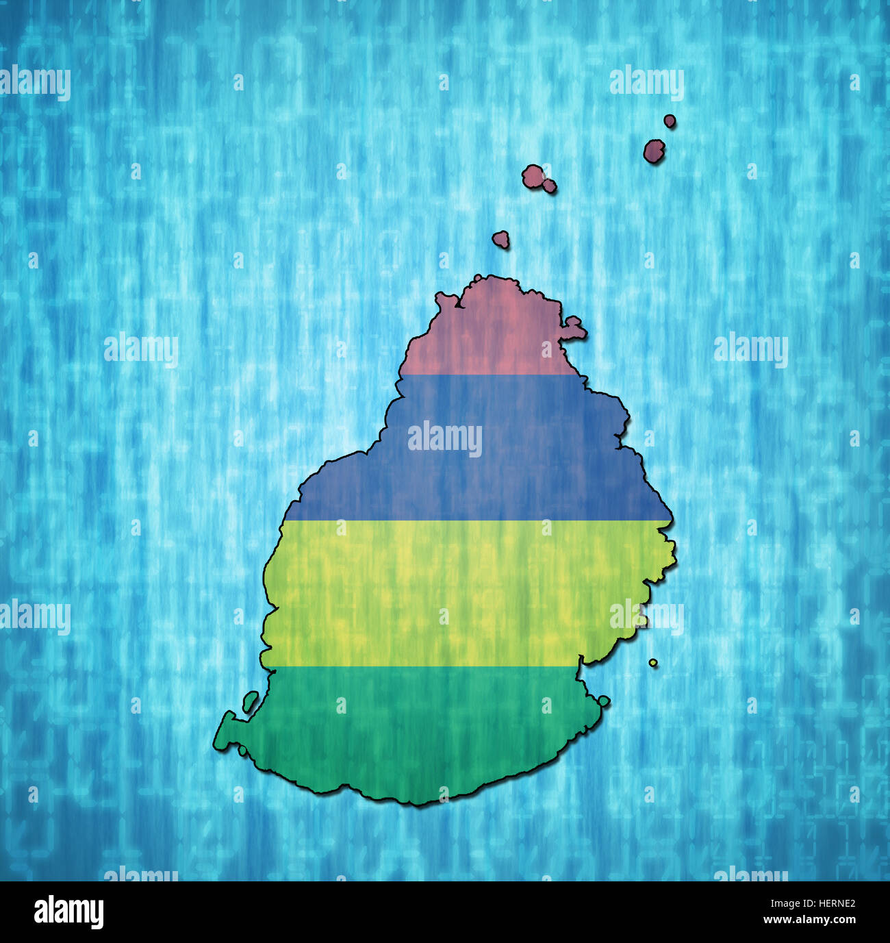 map with flag of mauritius with national borders Stock Photo - Alamy