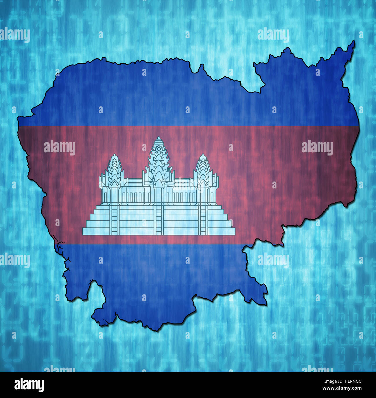 map with flag of cambodia with national borders Stock Photo - Alamy