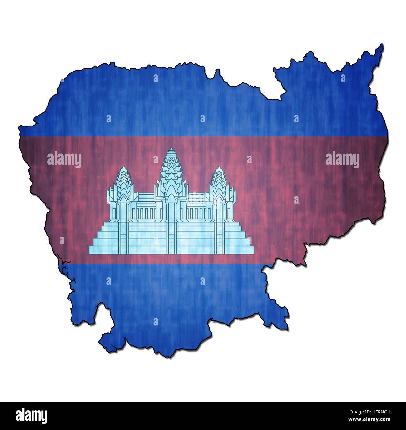 map with flag of cambodia with national borders Stock Photo - Alamy