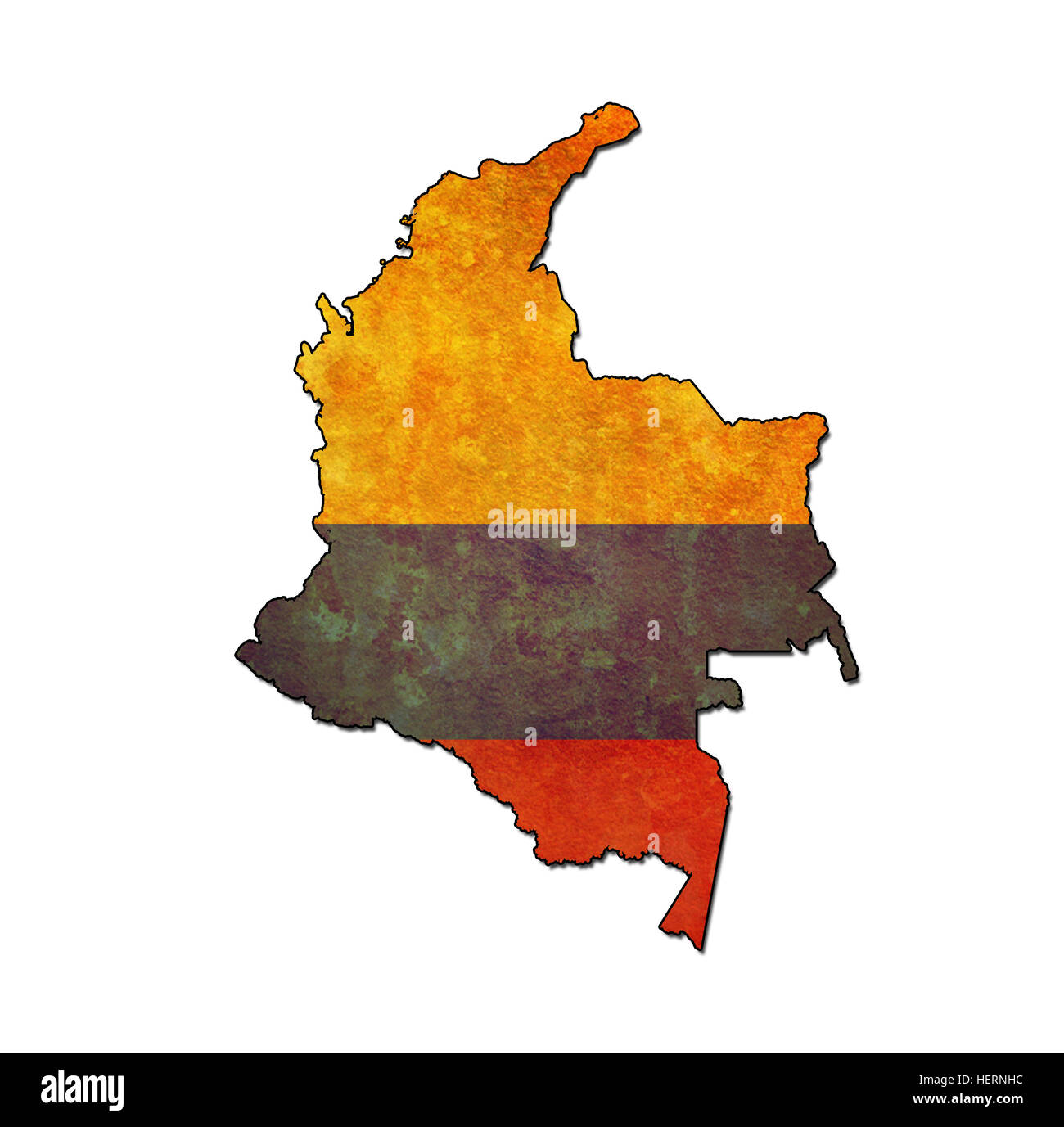 map with flag of colombia with national borders Stock Photo - Alamy