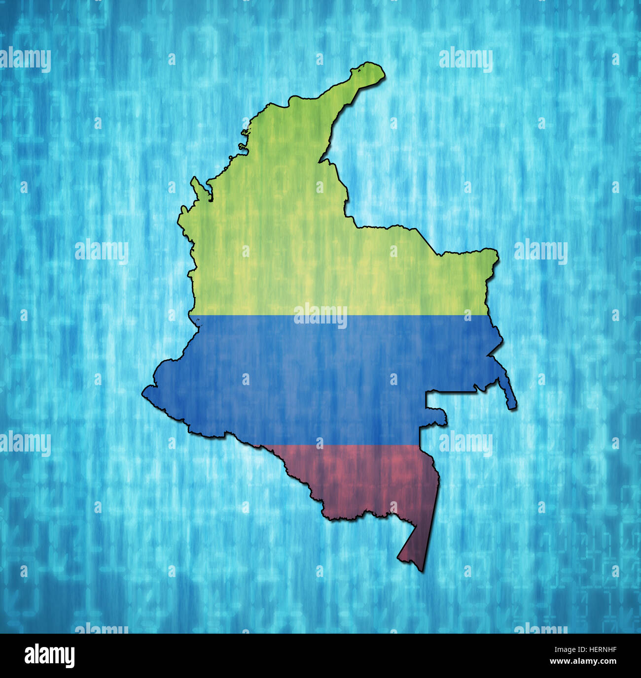 map with flag of colombia with national borders Stock Photo - Alamy