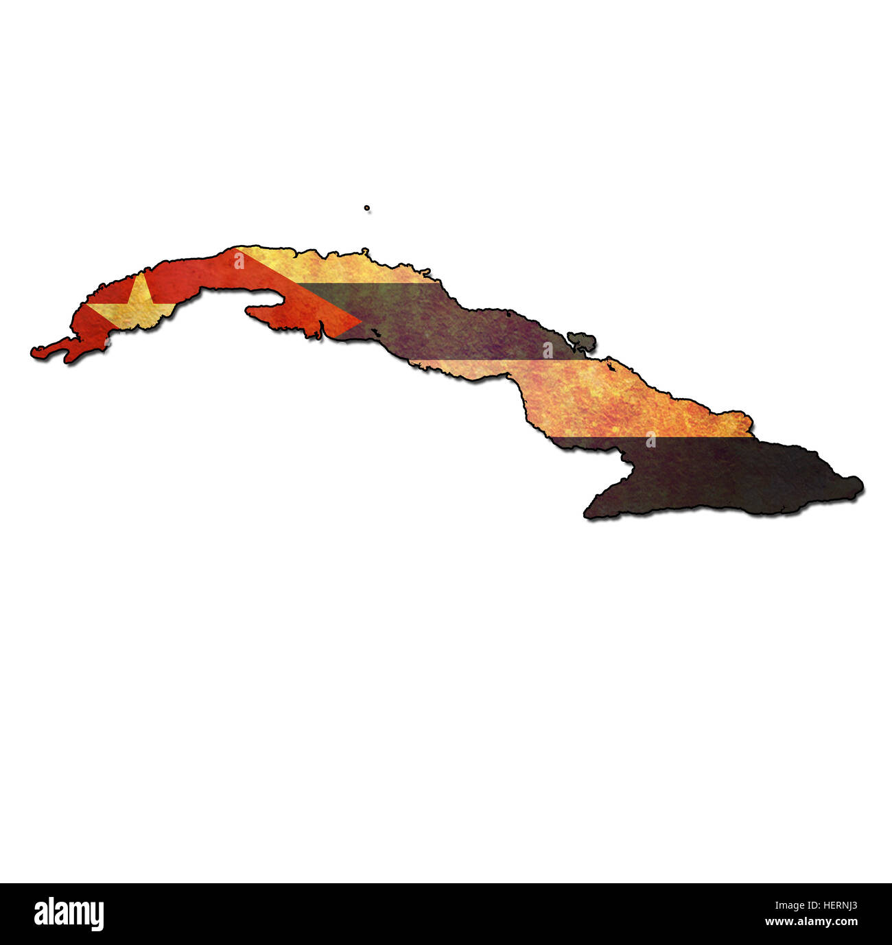 map with flag of cuba with national borders Stock Photo - Alamy