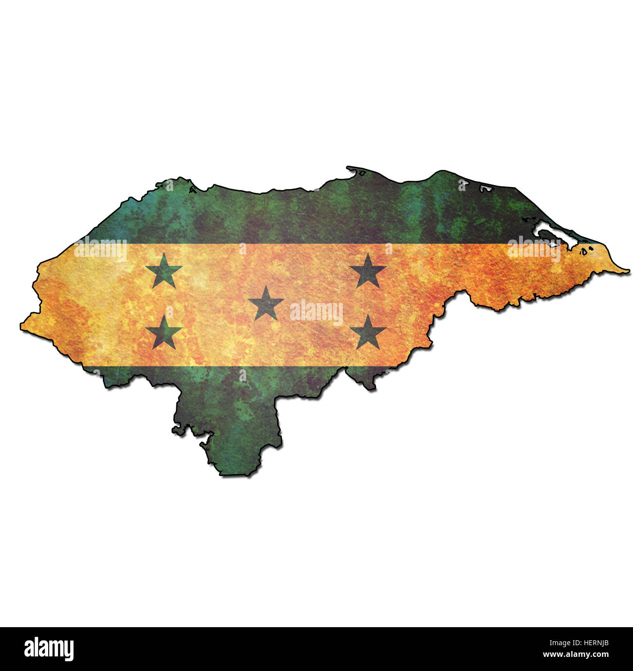 map with flag of honduras with national borders Stock Photo - Alamy