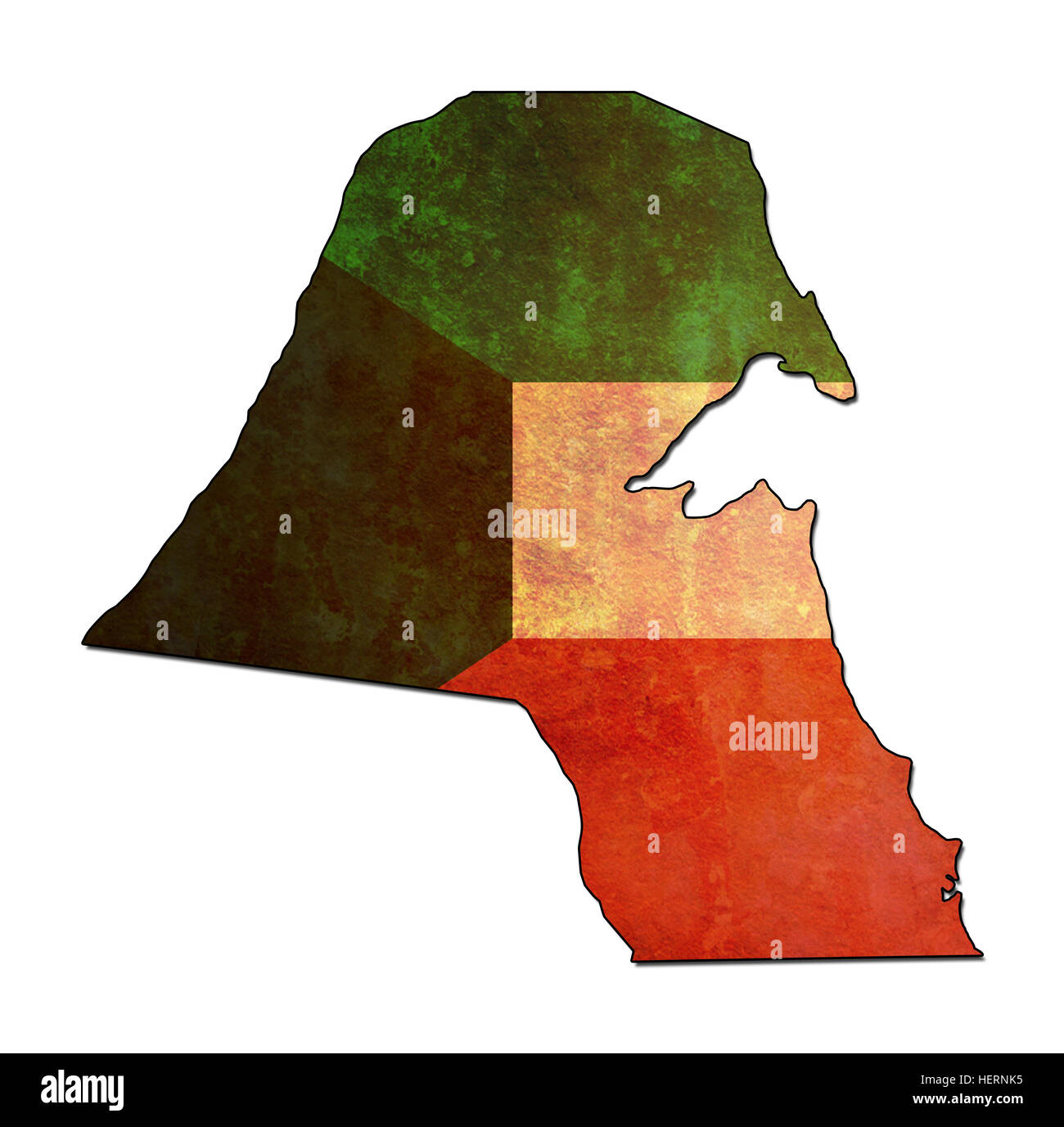 map with flag of kuwait with national borders Stock Photo - Alamy