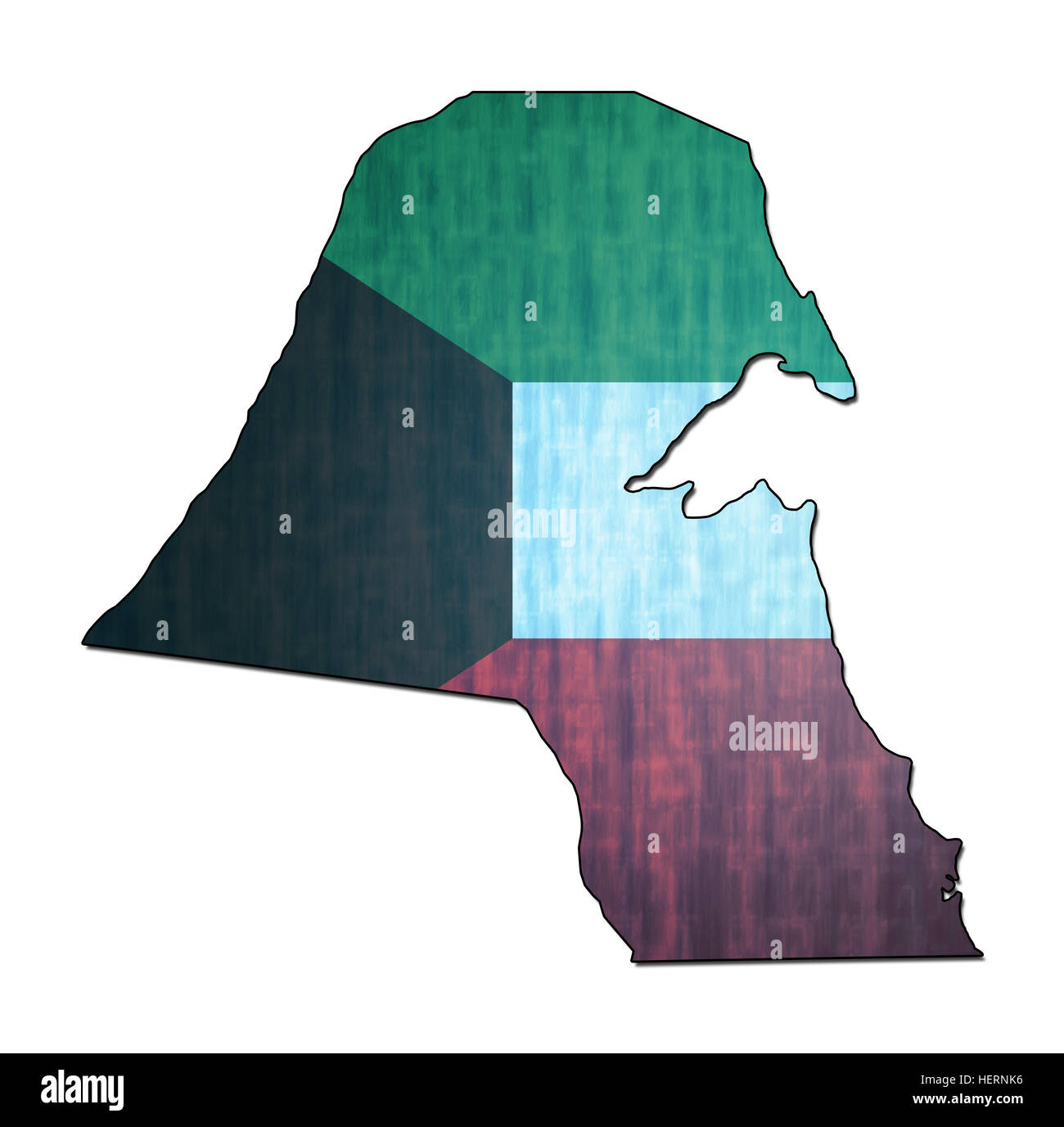 map with flag of kuwait with national borders Stock Photo - Alamy