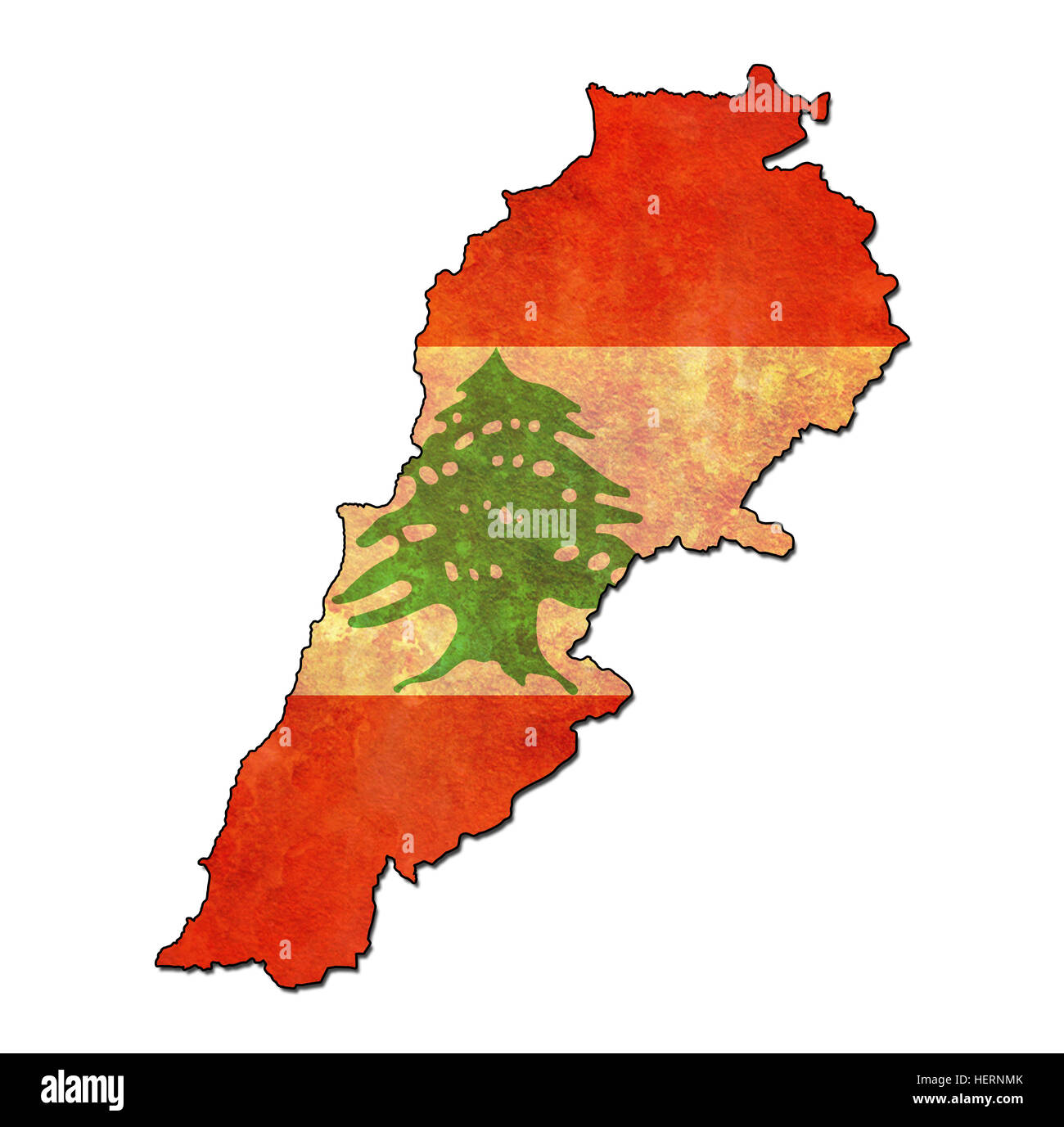map with flag of Lebanon with national borders Stock Photo - Alamy