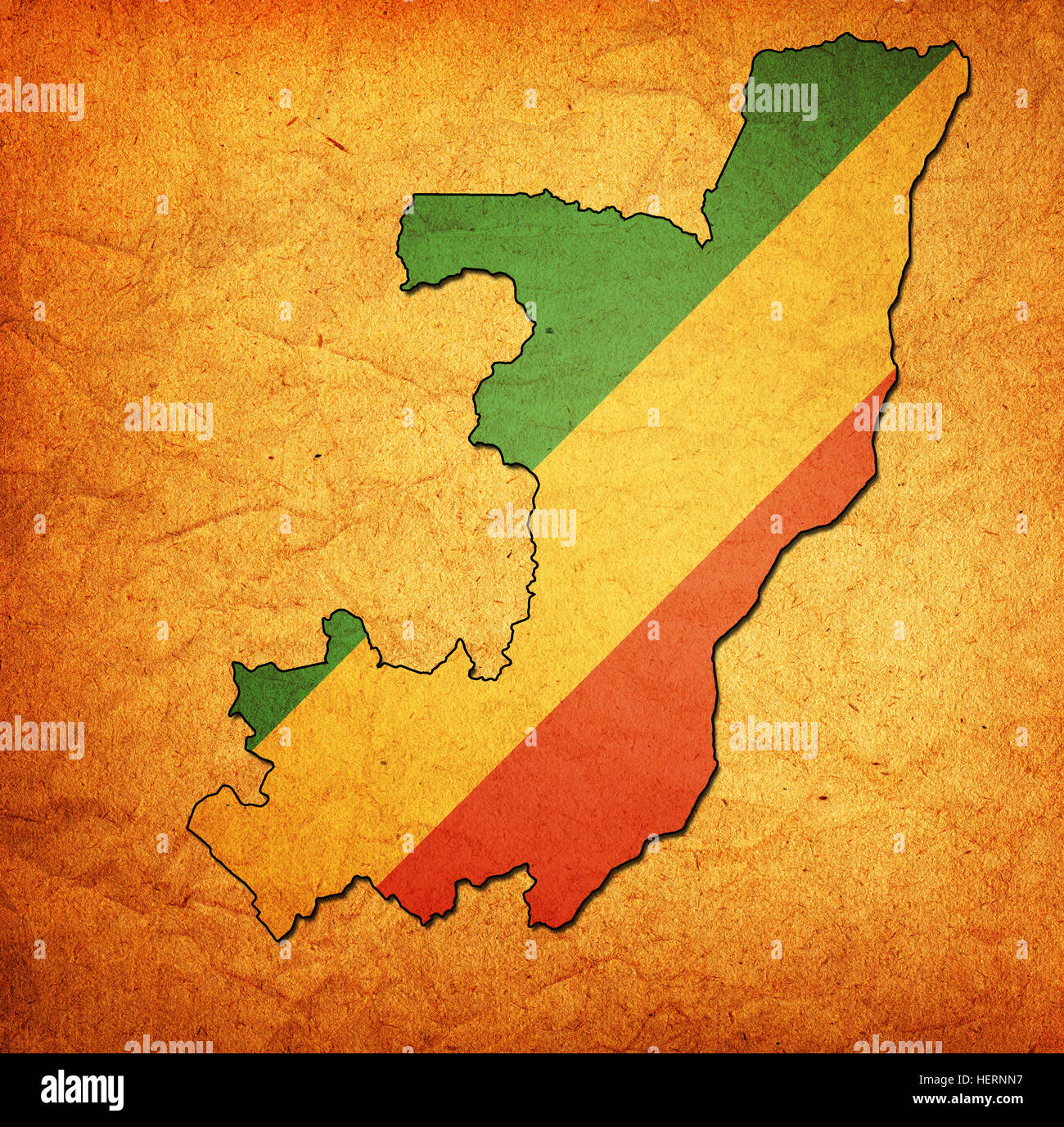 map with flag of republic of congo with national borders Stock Photo ...