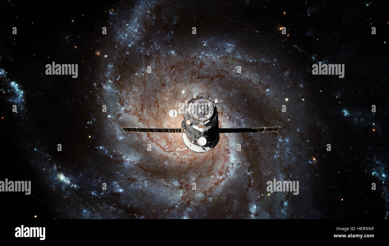 Spacecraft Progress orbiting the galaxy Stock Photo - Alamy