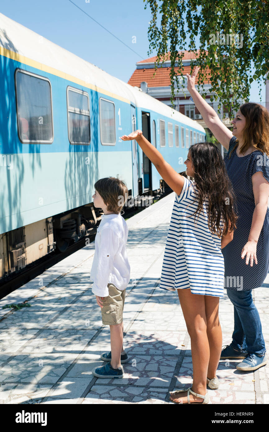 Children at train station hi-res stock photography and images - Alamy