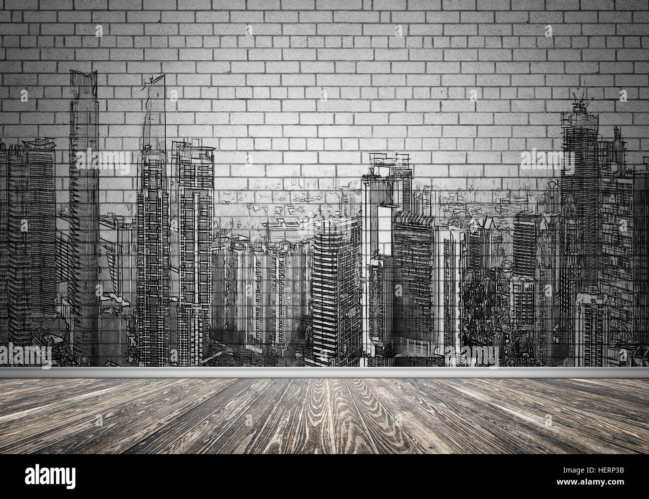 City design on wall Stock Photo - Alamy