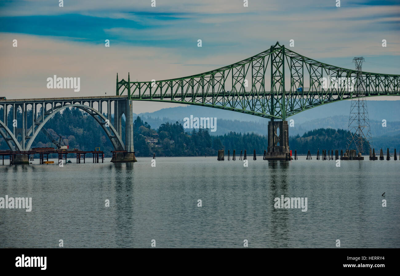 McCullough Memorial Bridge Bridge spans Coos Bay U.S. Route 101 Stock ...