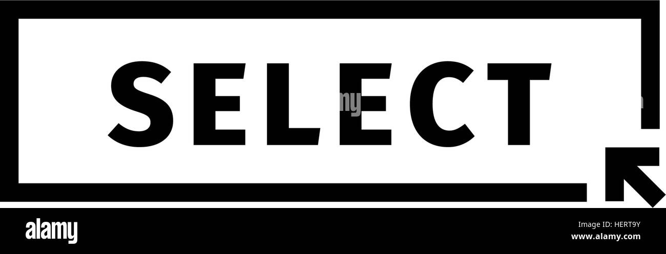 Isolated black word select in frame on white background logo. Website ...
