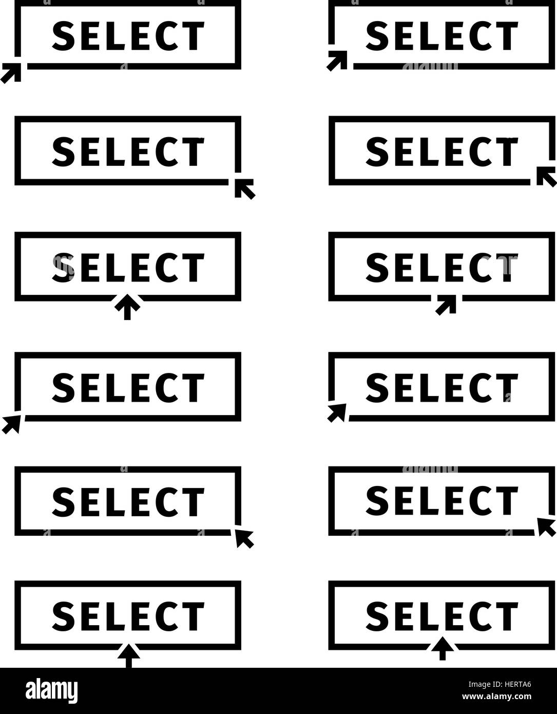 Isolated black word select in frame on white background logo collection ...