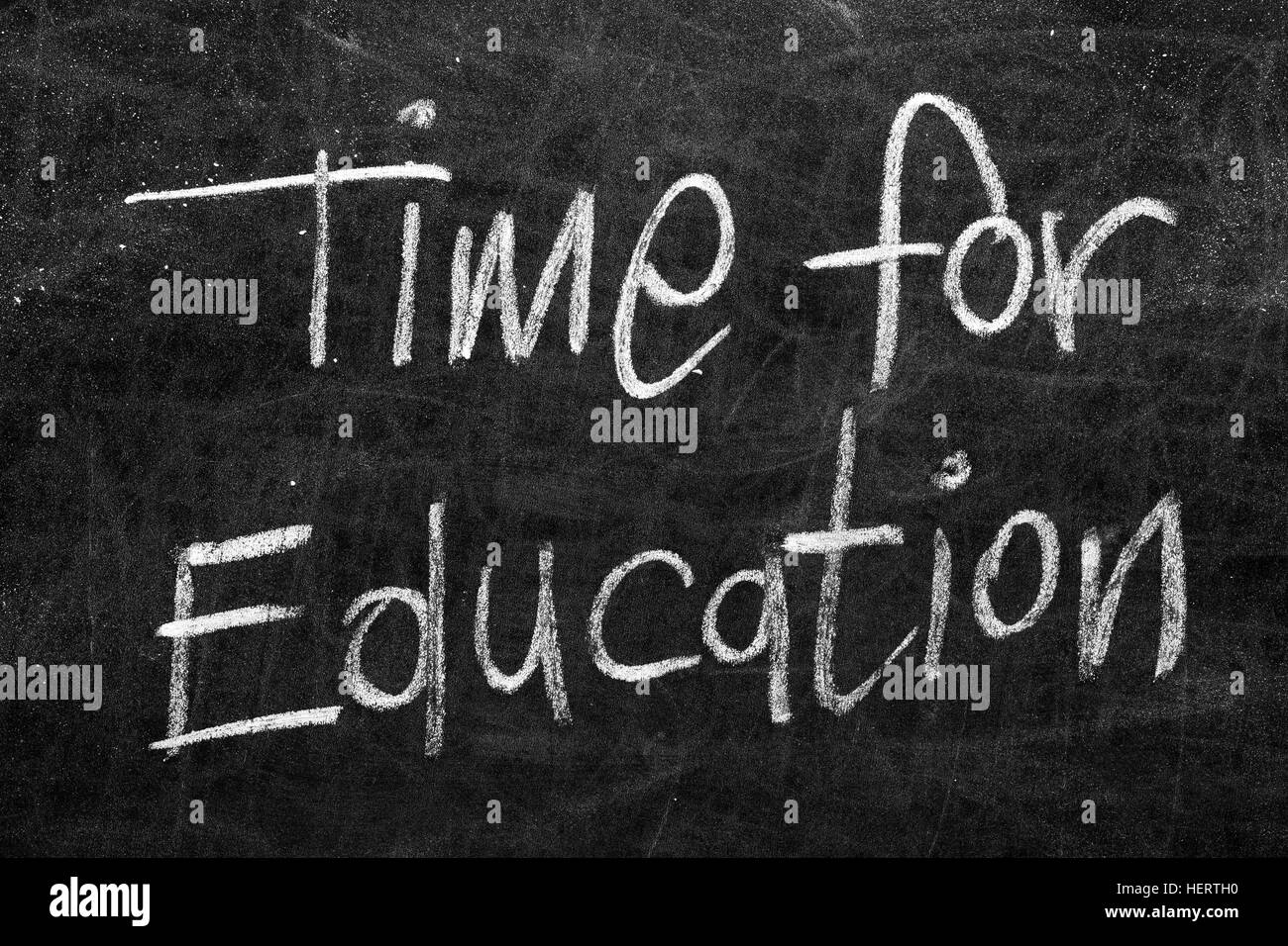 Written time for education on the blackboard with white chalk Stock ...