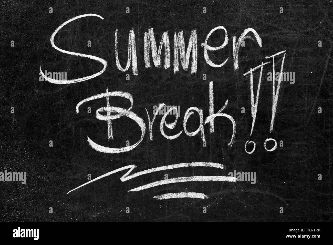 Written summer break!! on the blackboard with white chalk Stock Photo ...