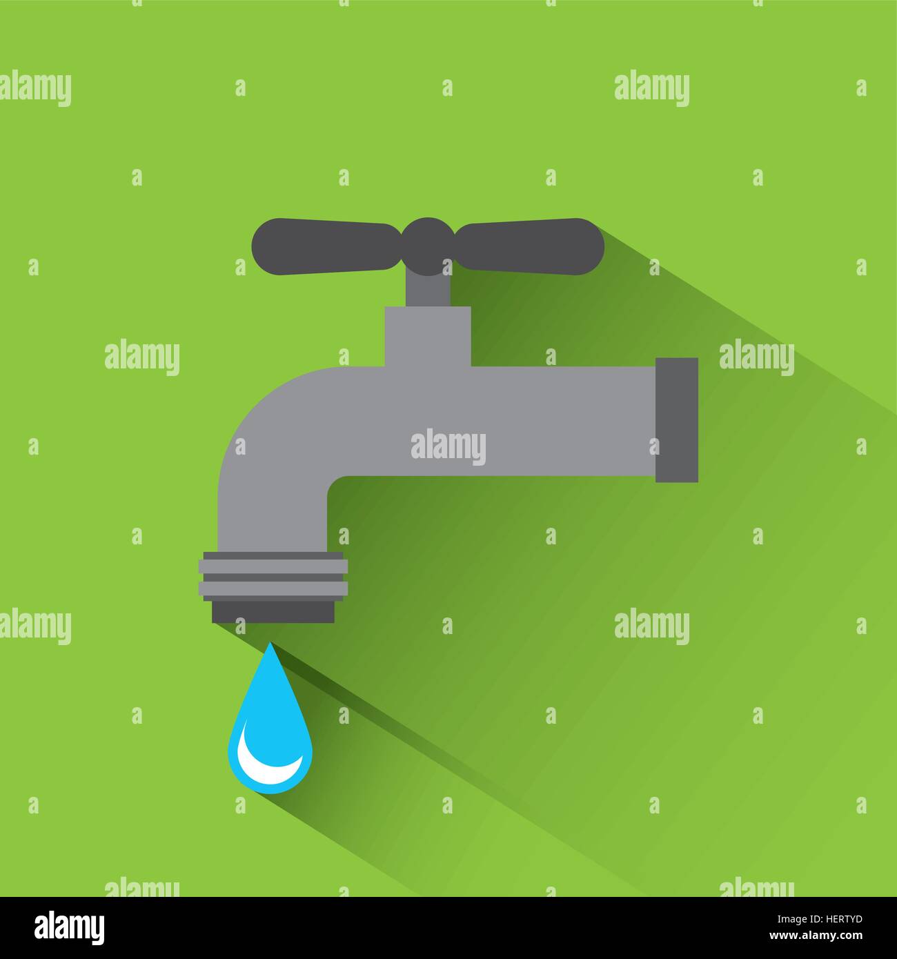 Water tap with drop falling icon over green background. colorful design ...