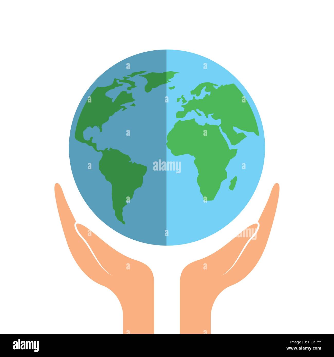 hands with earth planet icon over white background. colorful design ...