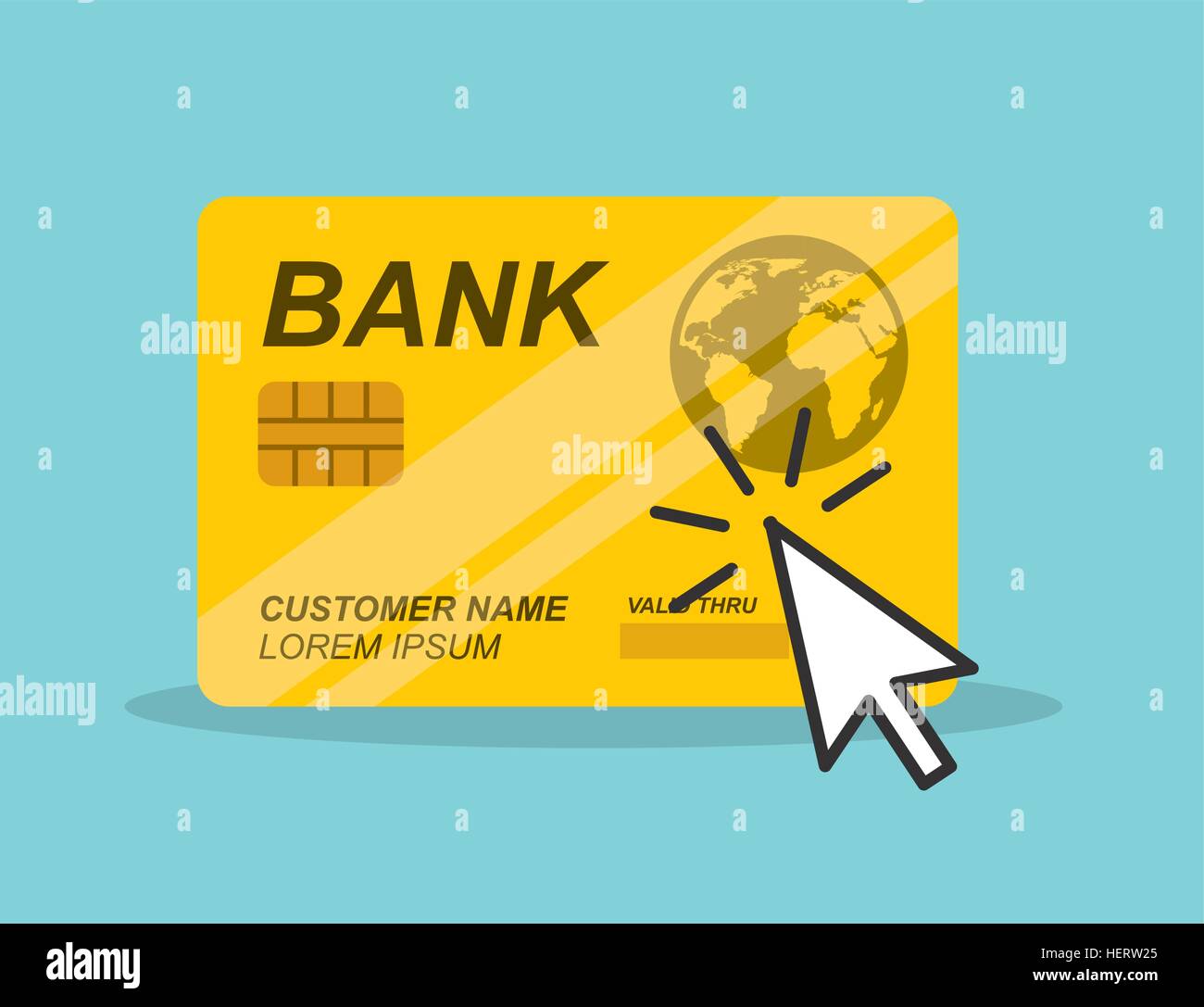 mouse cursor and credit card icon over blue background. colorful design ...