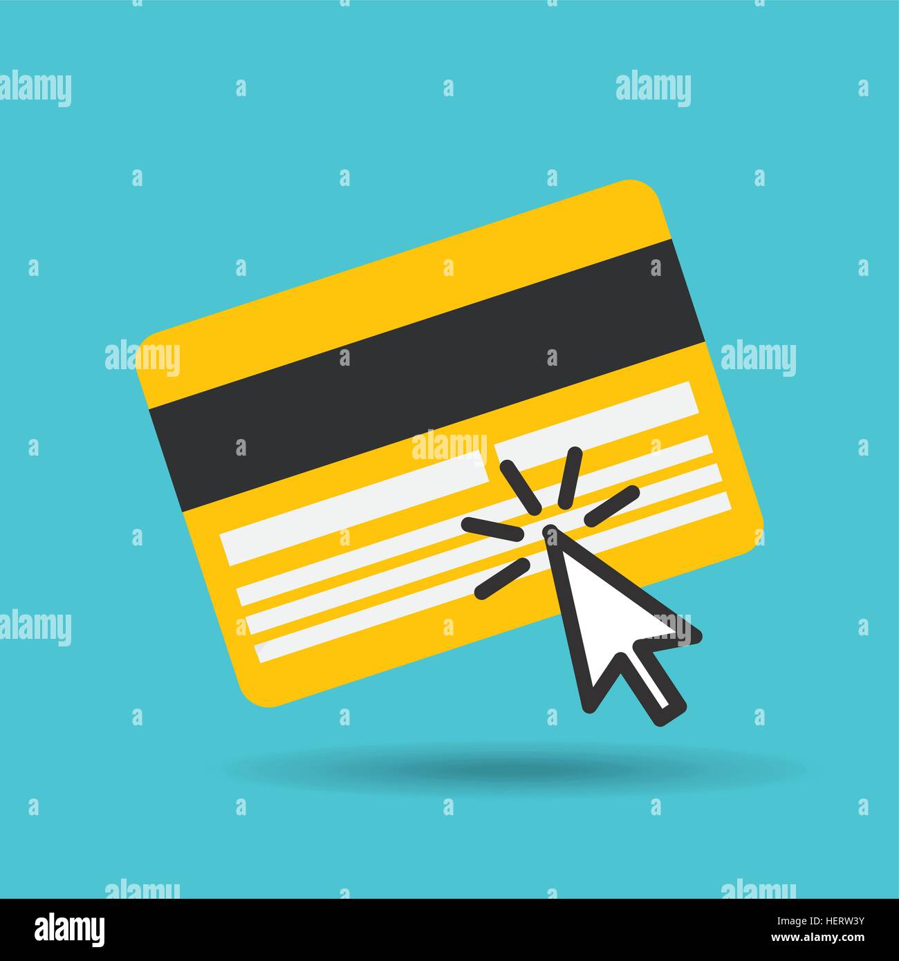 mouse cursor and credit card icon over blue background. colorful design ...