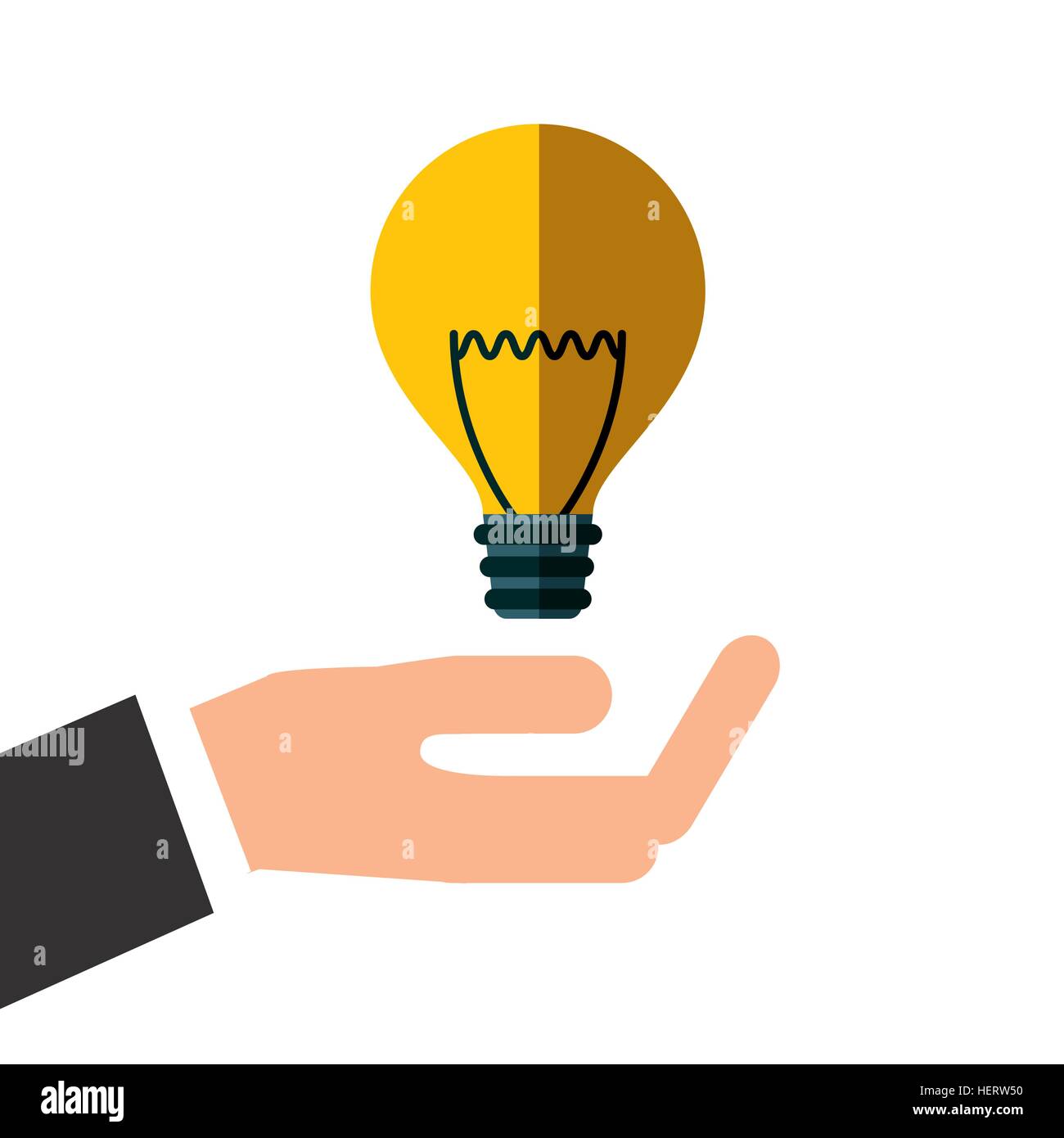 hand and bulb light icon over white background. colorful design. vector ...