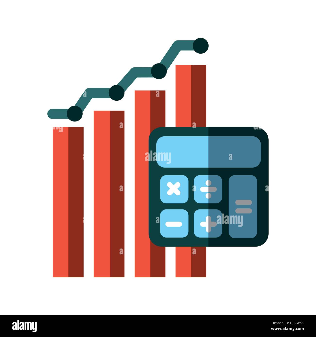 graphic chart and calculator device icon over white background ...