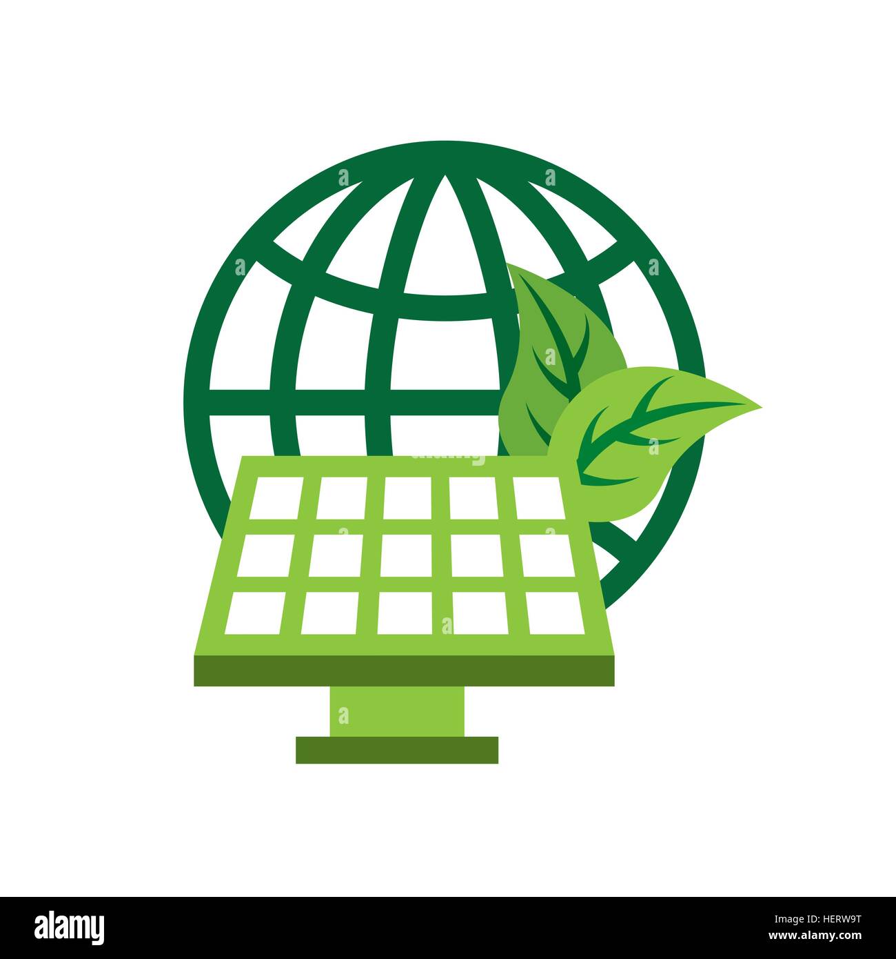 global sphere and solar panel icon over white background. colorful ...