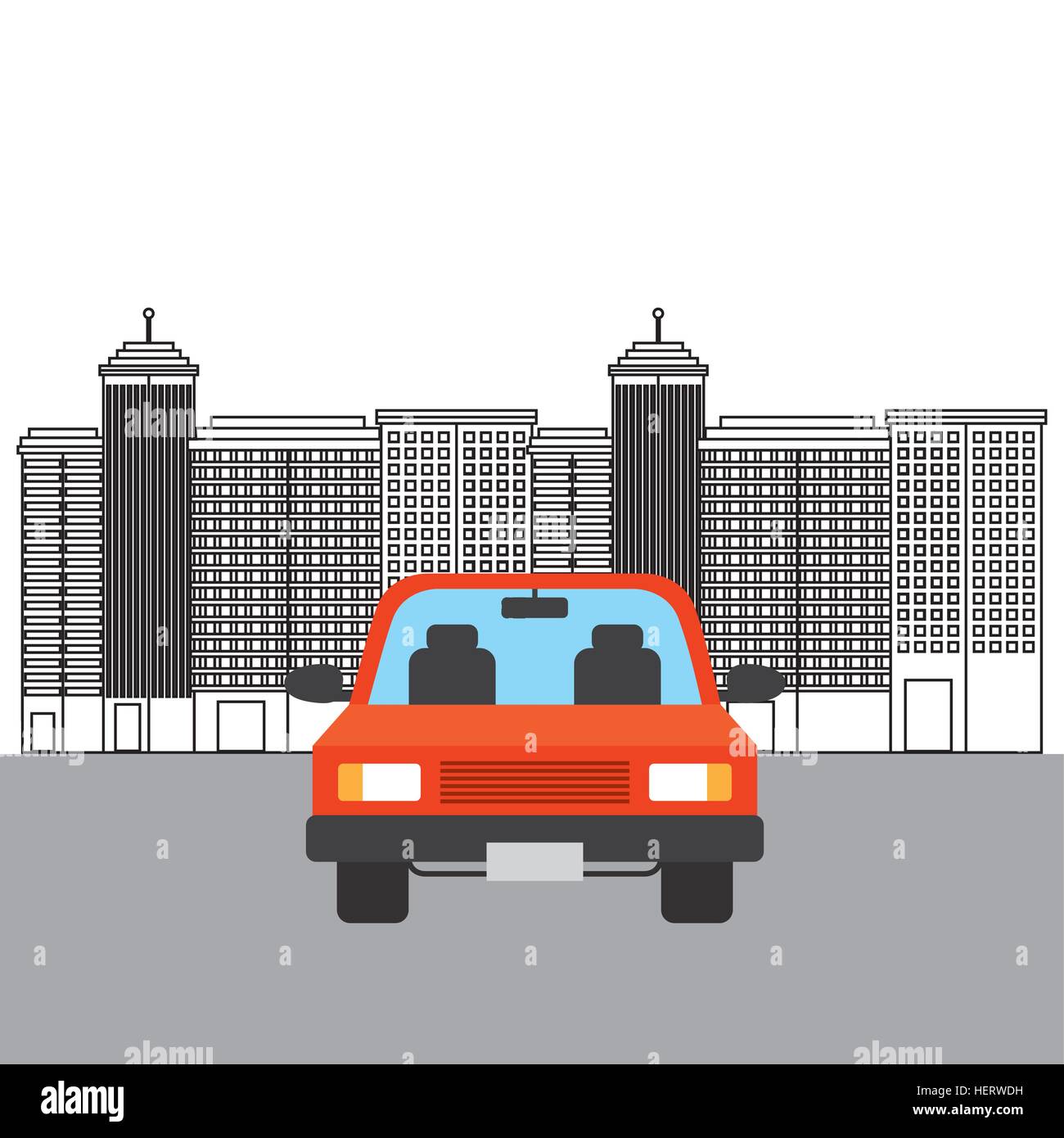 car vehicle icon over city background. colorful design. vector ...
