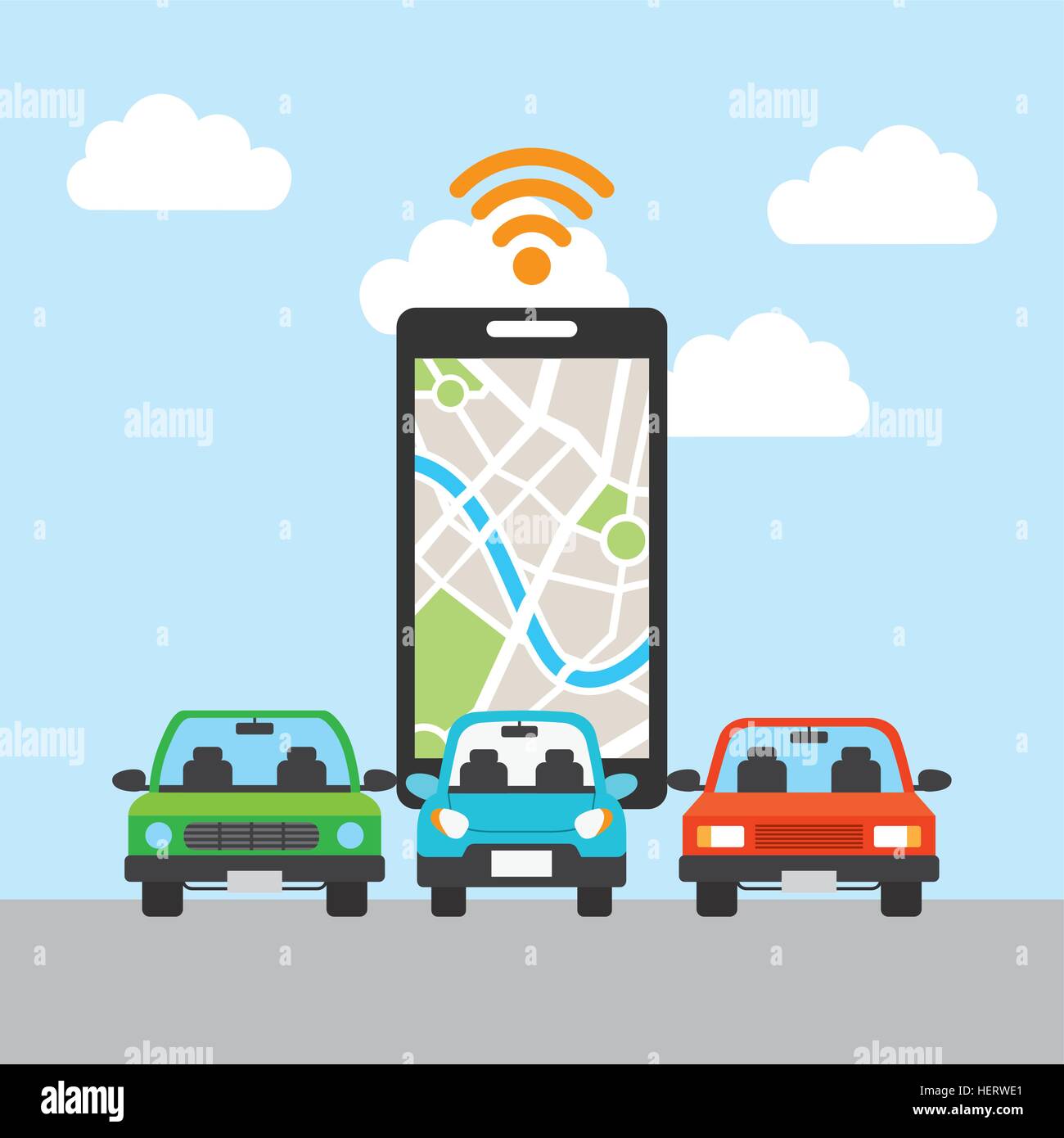 Car driving over map Stock Vector Images - Alamy