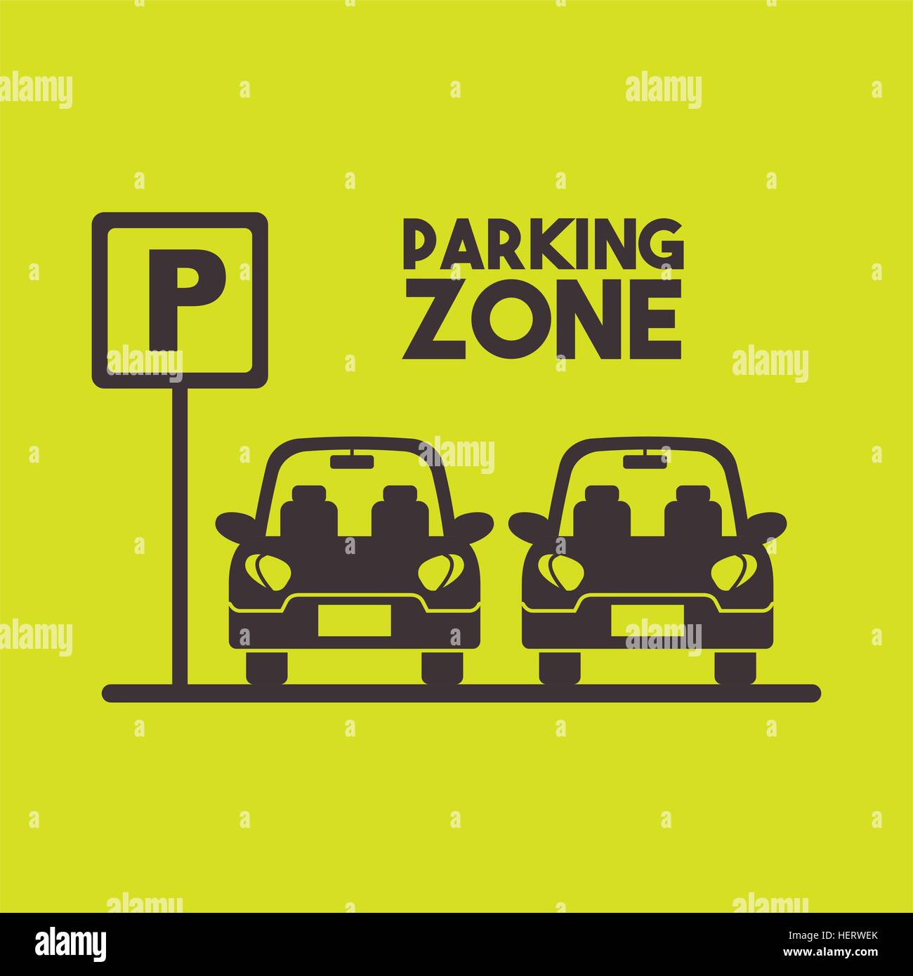 cars in parking zone over green background. colorful design. vector ...