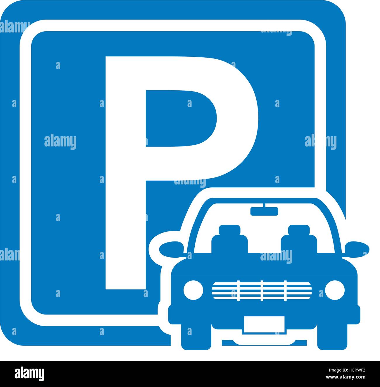 parking zone sign with car icon over white background. colorful design ...