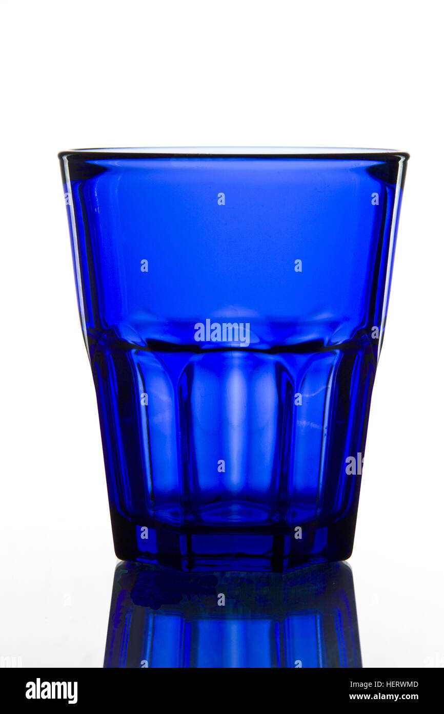dark blue Glass on white background with reflection Stock Photo - Alamy