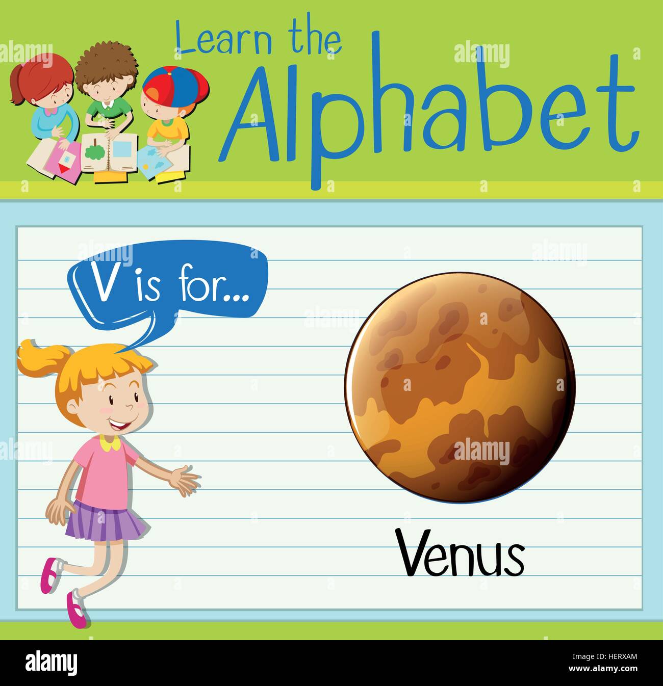 Flashcard letter V is for Venus illustration Stock Vector Image & Art ...