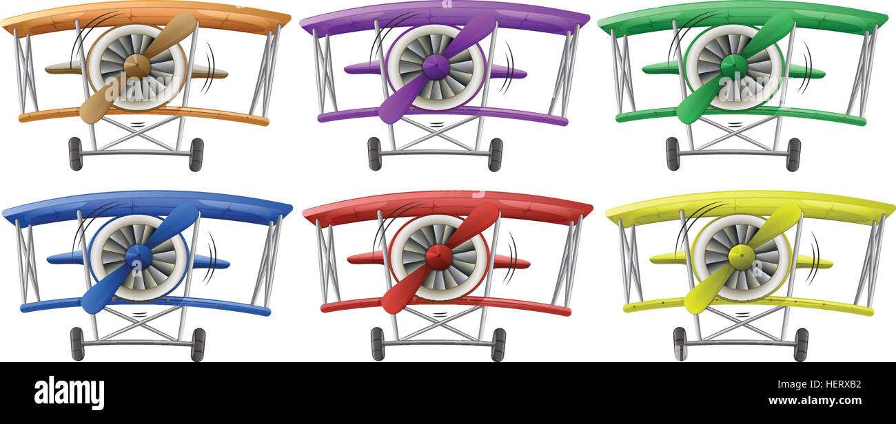 Airplanes in six different colors illustration Stock Vector Image & Art ...