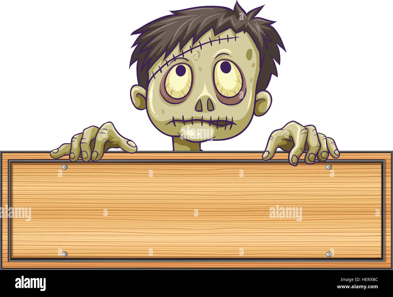 Sign template with zombie behind it illustration Stock Vector Image ...