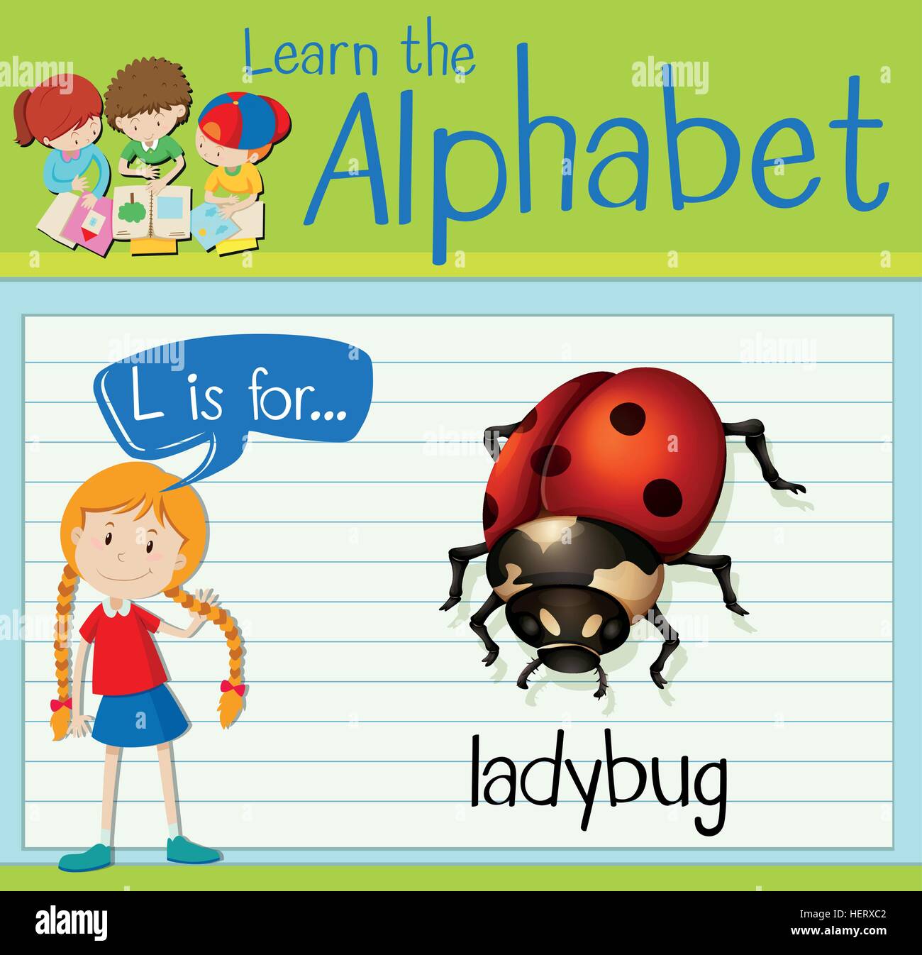 Flashcard letter L is for ladybug illustration Stock Vector Image & Art ...