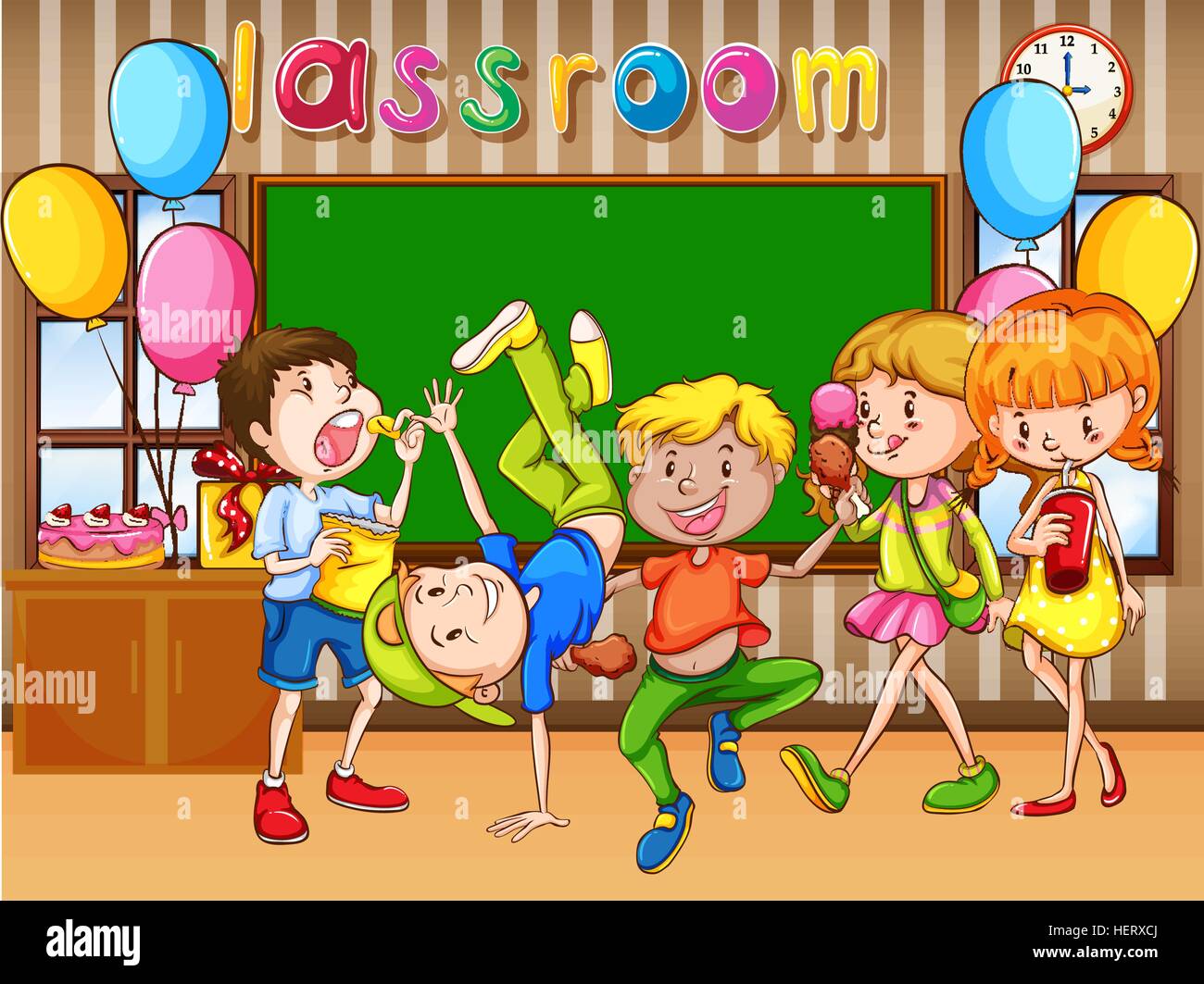 Kids Party Clip Art 35 Kids And Birthday Party And Cake Drawing High