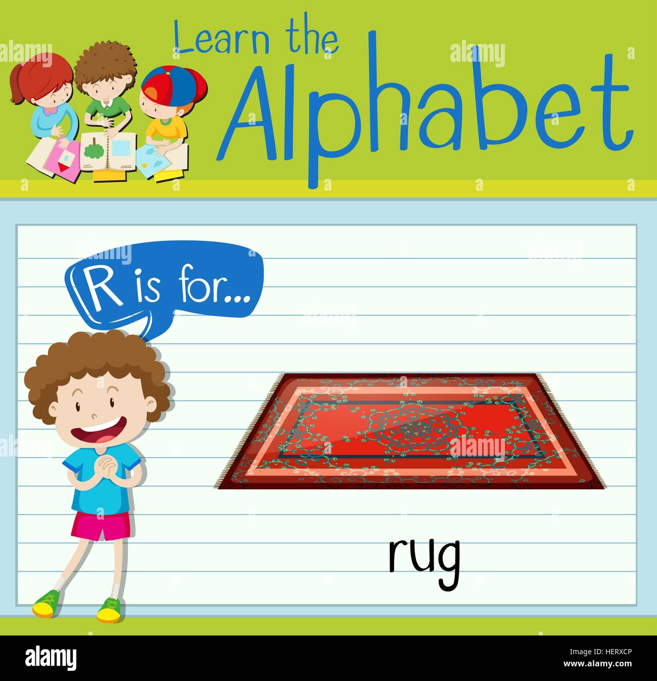 Flashcard letter R is for rug illustration Stock Vector Image & Art - Alamy