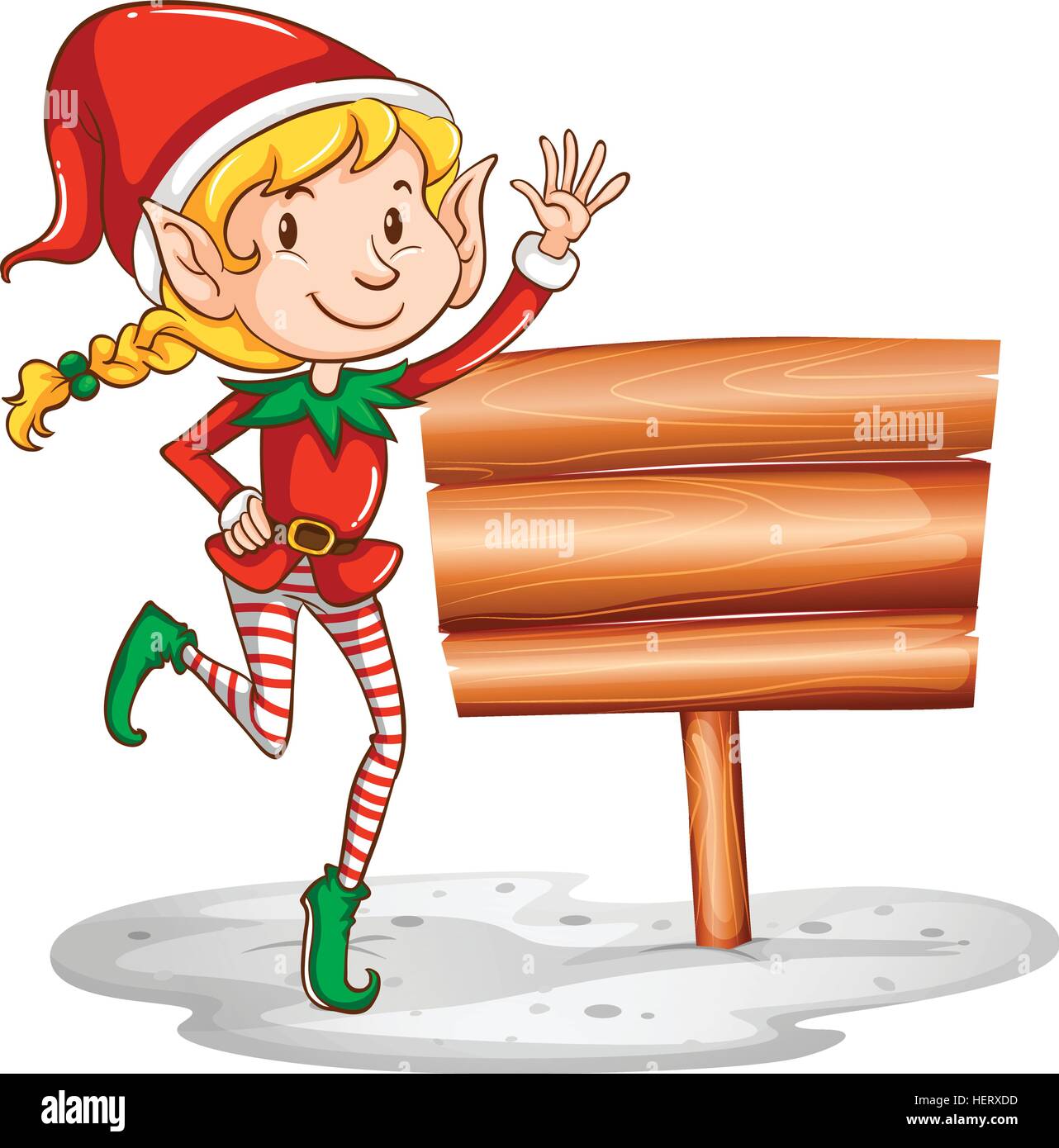 Christmas theme with elf and sign illustration Stock Vector Image & Art ...