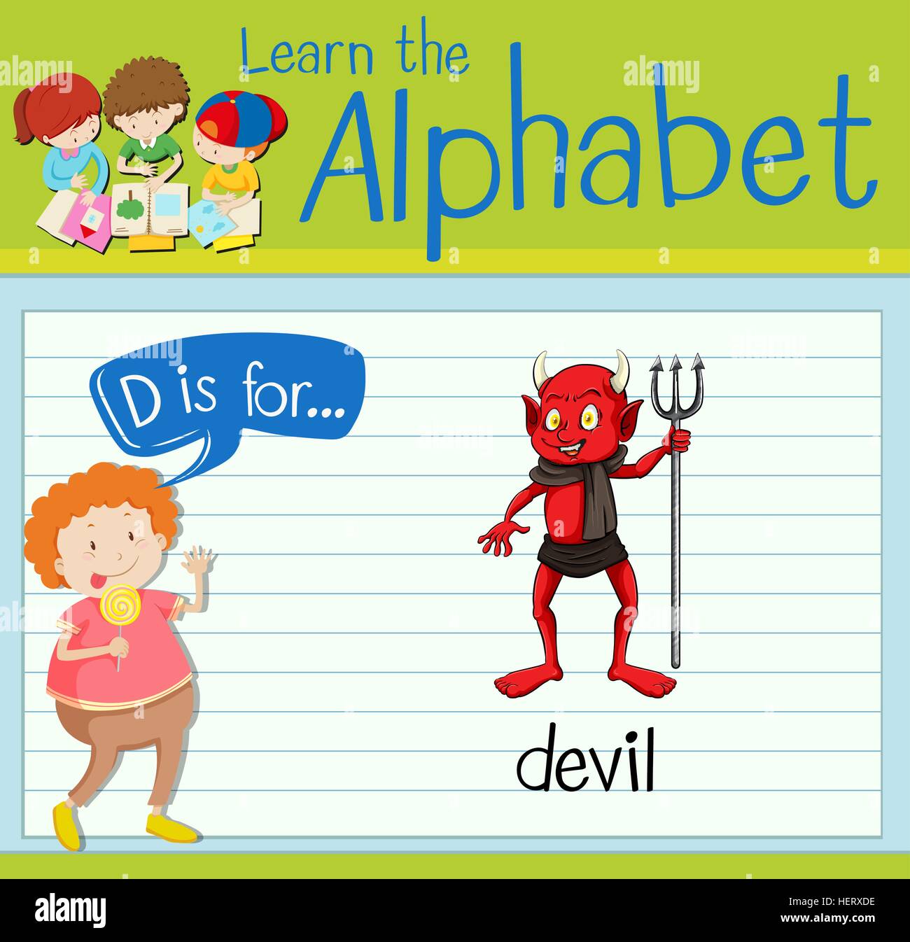 Flashcard letter D is for devil illustration Stock Vector Image & Art ...