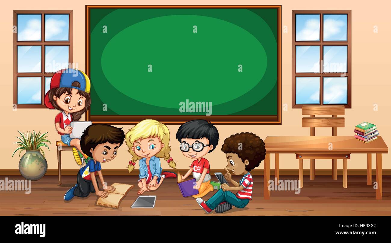 Many children learning in classroom illustration Stock Vector Image ...