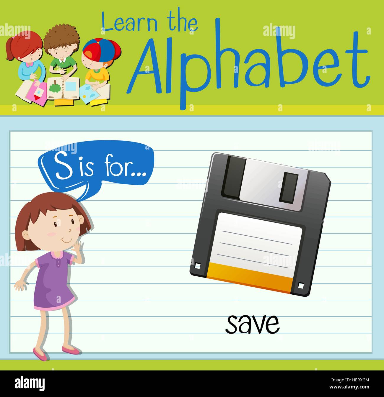 Flashcard letter S is for save illustration Stock Vector Image & Art ...