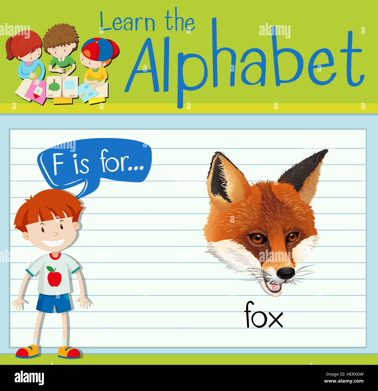 Flashcard letter F is for fox illustration Stock Vector Image & Art - Alamy