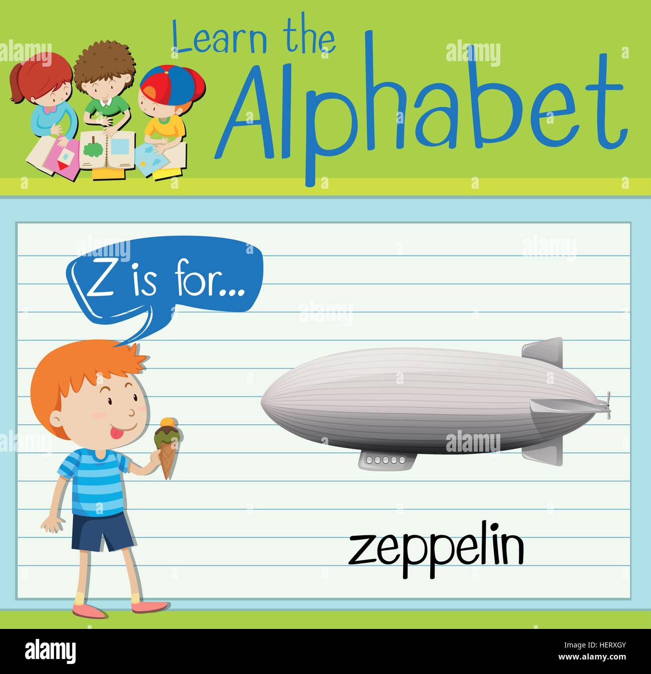 Flashcard letter Z is for zeppelin illustration Stock Vector Image ...