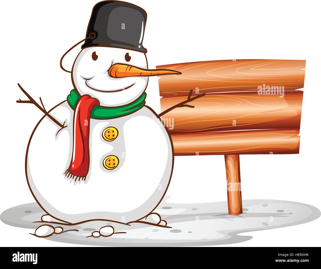 Snowman wooden sign Stock Vector Images - Alamy