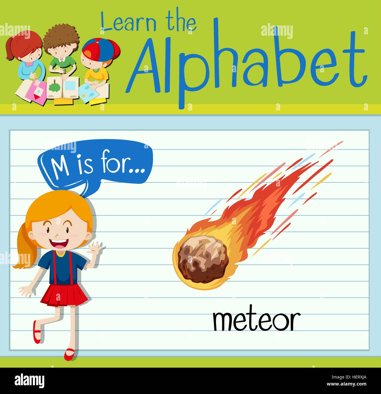Flashcard letter M is for meteor illustration Stock Vector Image & Art ...