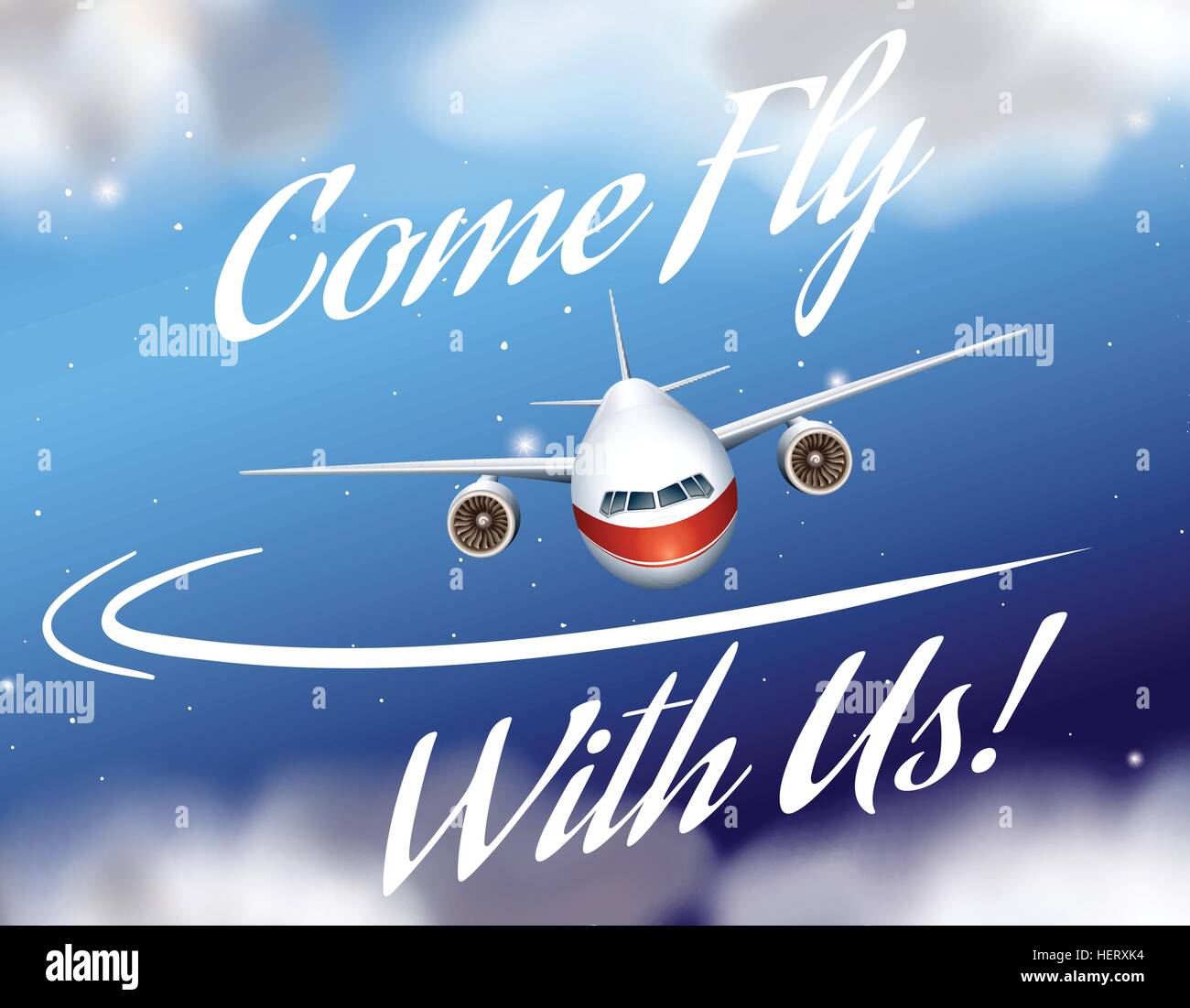 Advertisement poster with plane flying illustration Stock Vector Image ...