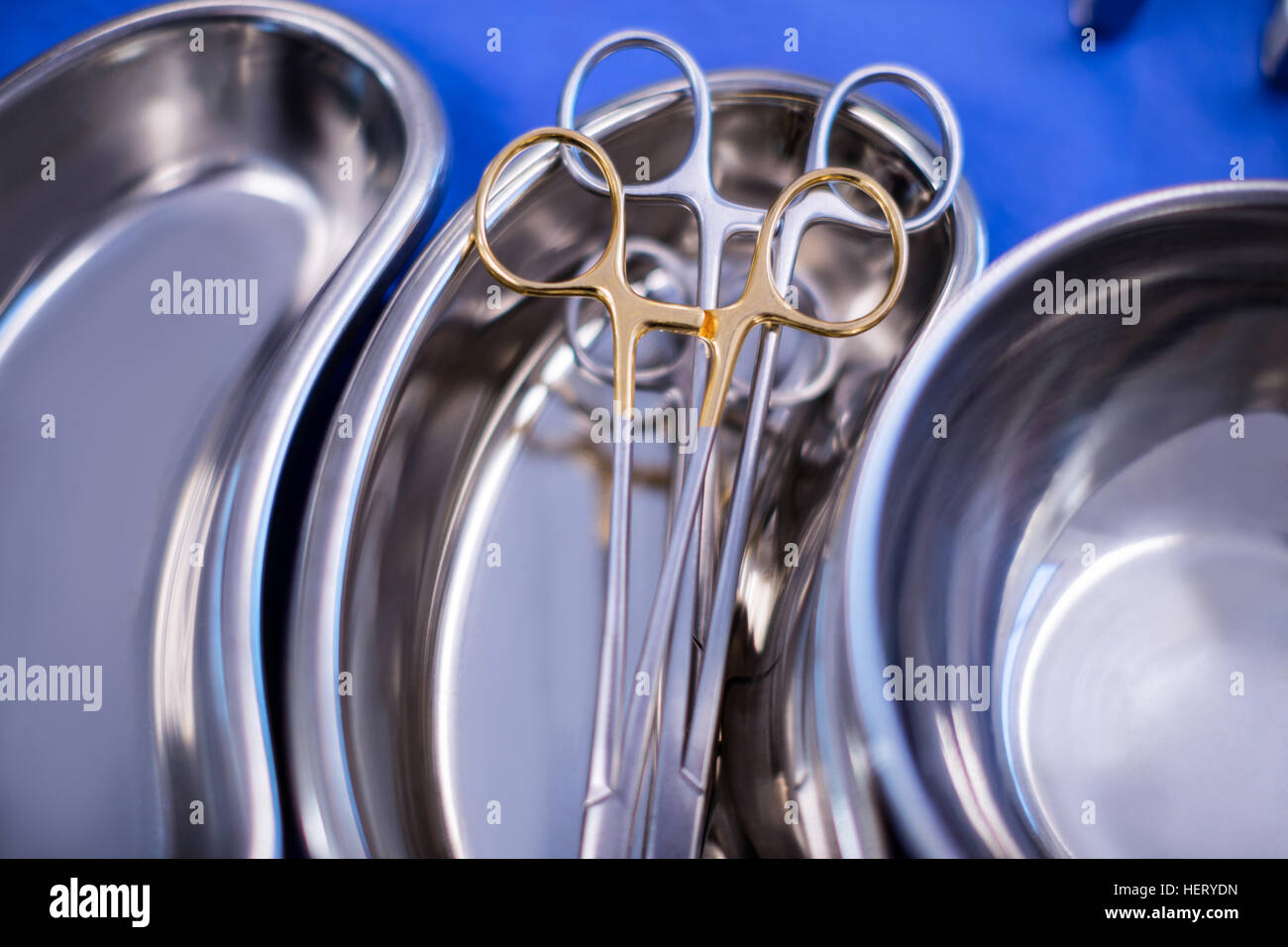 Various medical equipment on tray in operating hi-res stock photography ...